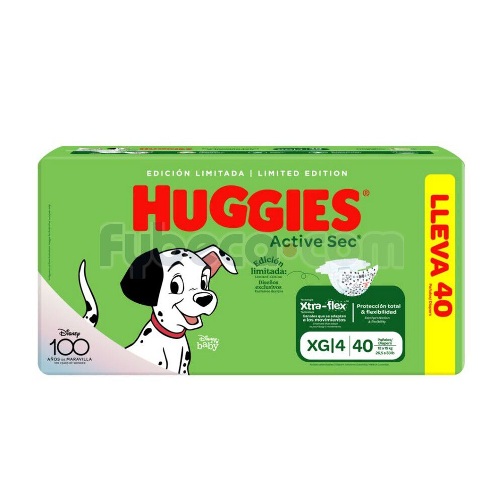 Pañales Huggies Active Sec Xtra - Flex Xg Paquete | Fybeca