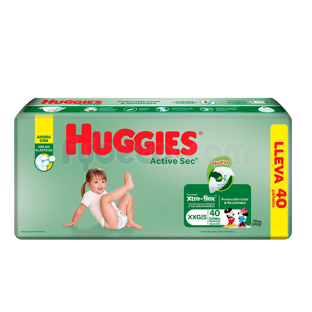 Pañales Huggies Active Sec Xtra - Flex Xxg Paquete | Fybeca