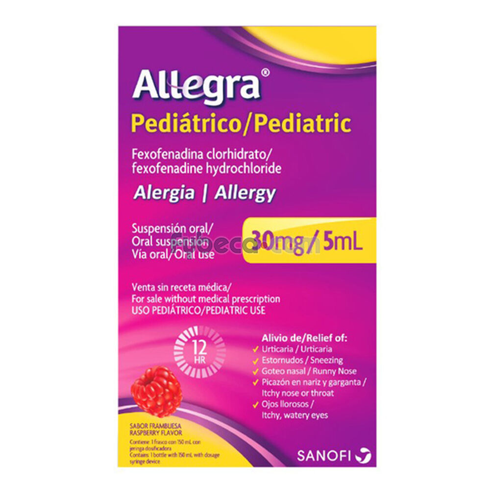 Allegra Pediátrico 30 mg Suspensión Oral 150 ml | Fybeca