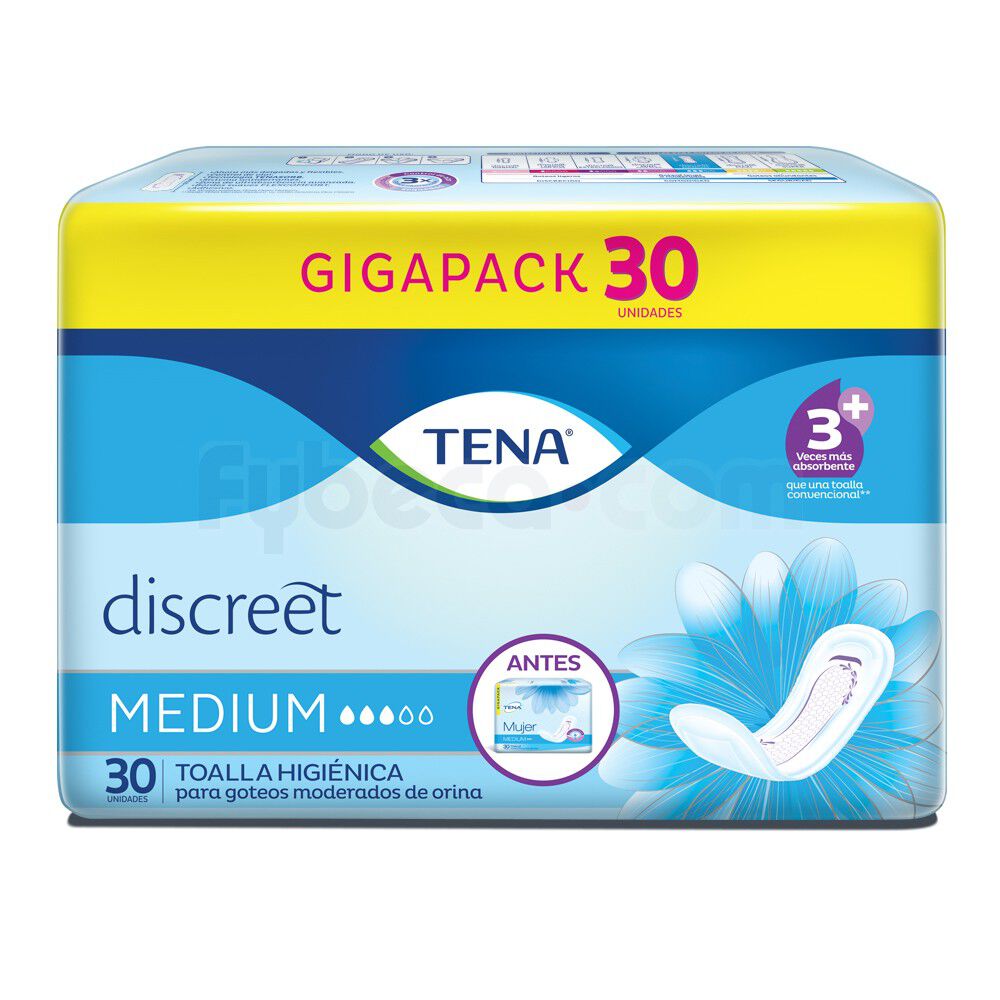 Toallas Sanitarias Tena Mujer Medium 30 Paquete | Fybeca