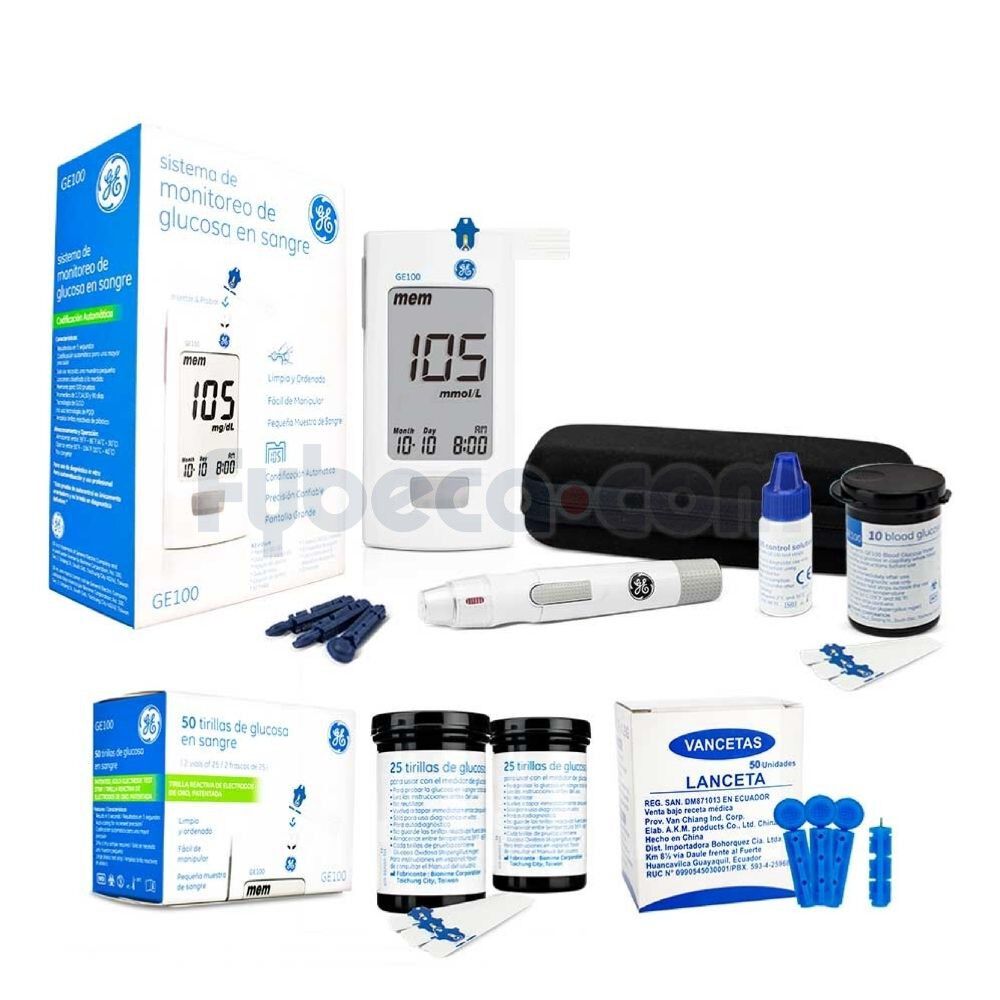 Combo 50 tirillas + Kit Glucómetro MAQ GE10050 - Fybeca
