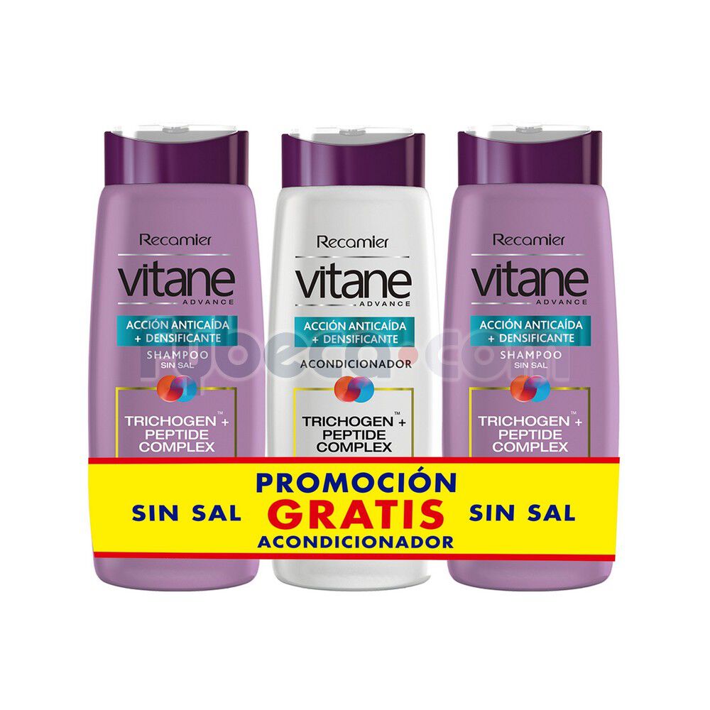 Pack Vitane Anticaida 2 Shampoo 400Ml +1 Ac 400Ml | Fybeca