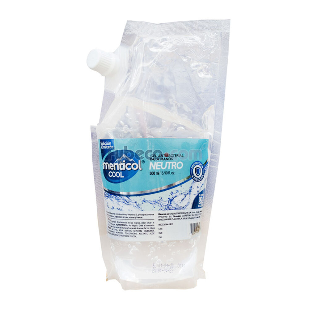 Gel Antibacterial Menticol Cool Neutro 500 Ml Unidad | Fybeca