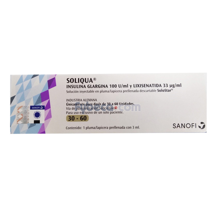 Insulina Glargina 100 U / Ml Y Lixisenatida 33 Ug / Ml Soliqua 30 - 60 ...
