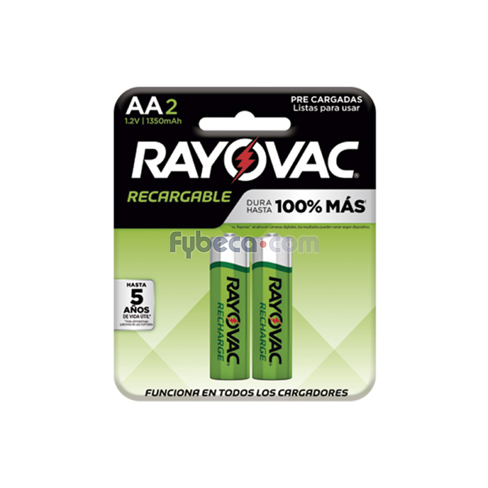 Pilas Recargables Rayovac AA 2 Unidades | Fybeca