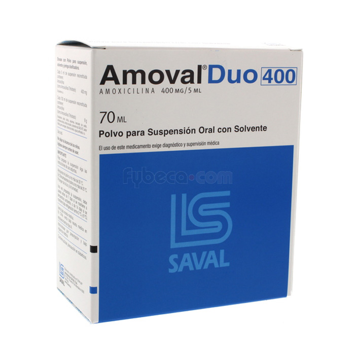 Amoval Duo Susp. 400 Mg.F/70 Ml. | Fybeca