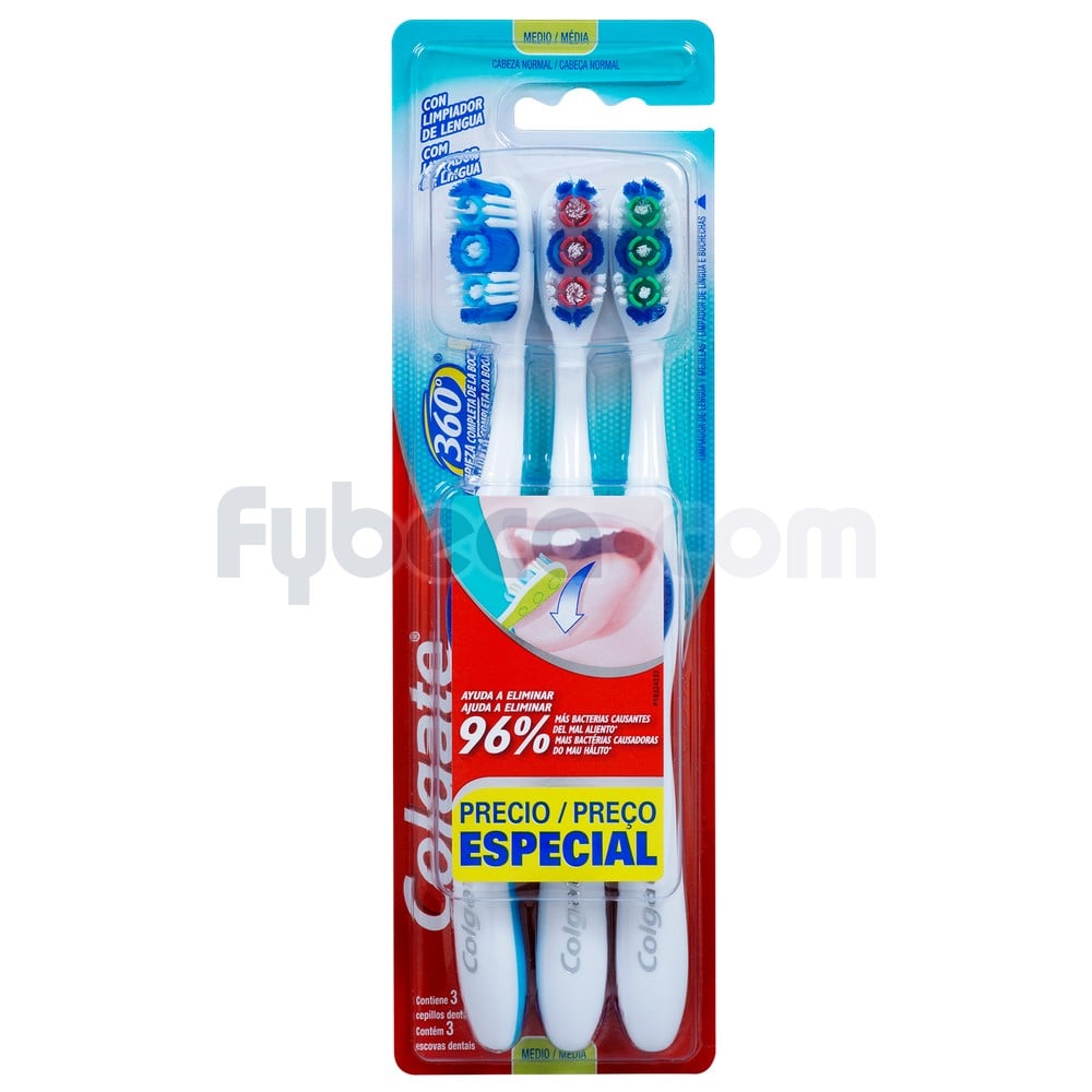 Cepillo Colgate 360 Med X 3 | Fybeca