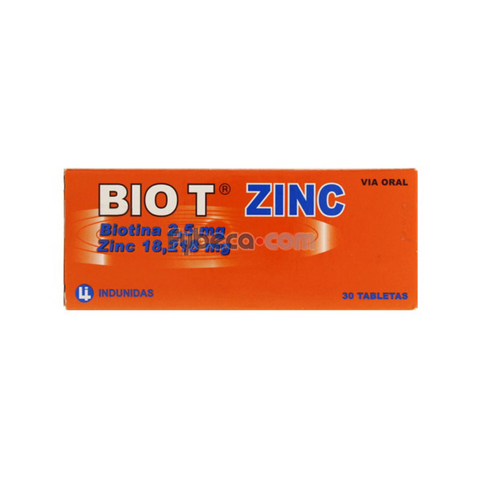Bio T Tabs. Zinc 2,5Mg/18,218Mg C/30 Suelta | Fybeca