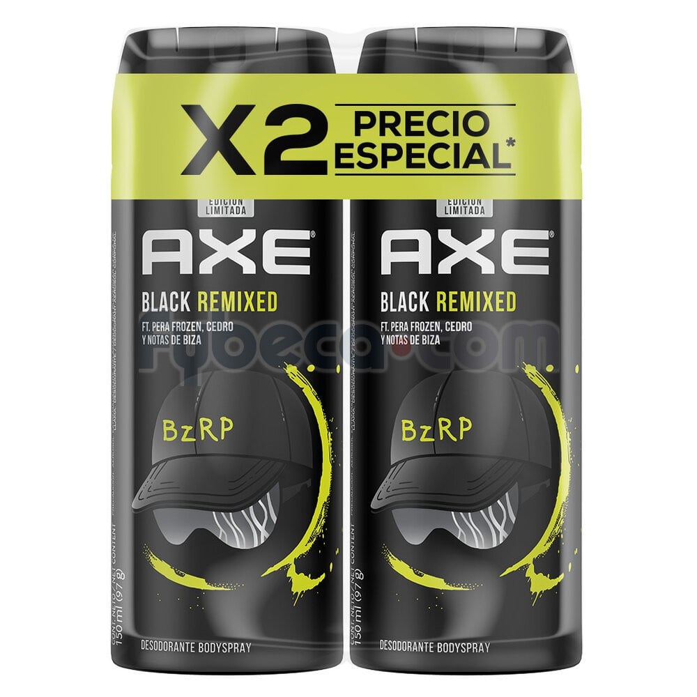 Pack Desod Spray Axe Hombre Axe Aer Bs Black Remixed 150Ml | Fybeca