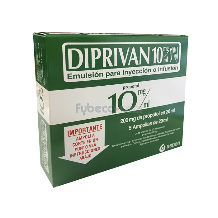 Diprivan Emulsion Iny. 20Ml C/5 Suelta | Fybeca