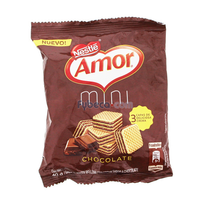 Galletas Amor Waffer Mini Chocolate 40 G Unidad | Fybeca