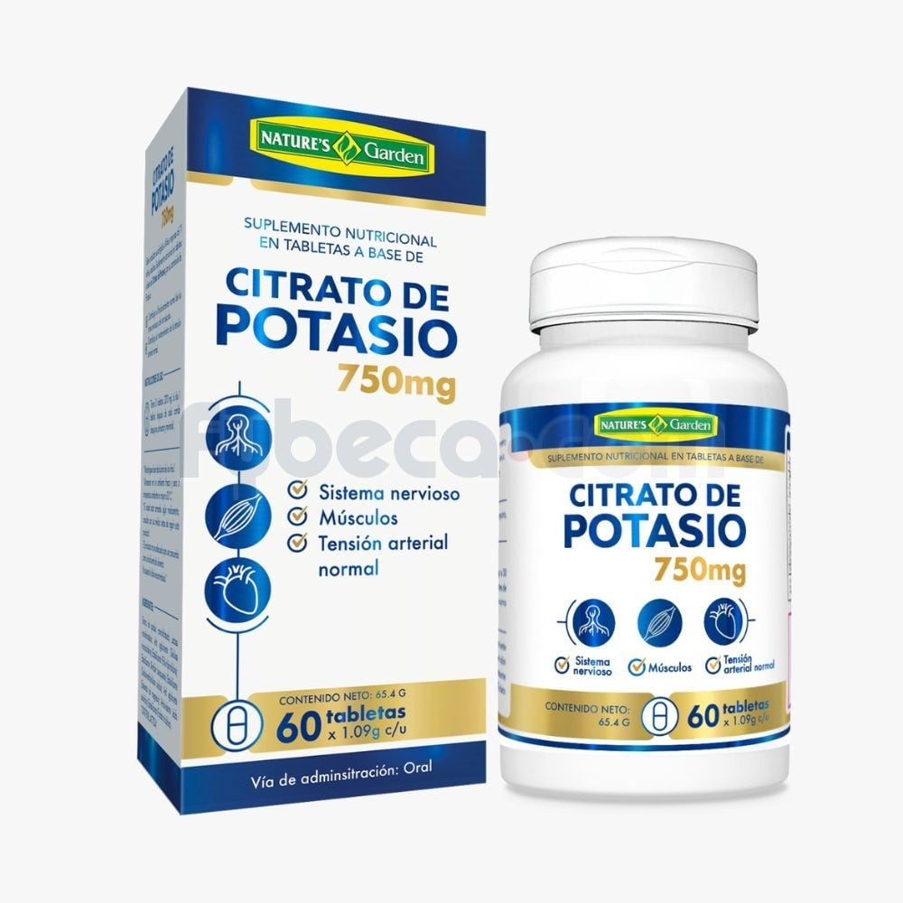 Citrato De Potasio Natureâ´S Garden 750 Mg F/60 | Fybeca