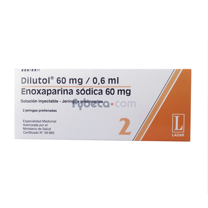 Dilutol Amps. 60 Mg C/2 Jeringas Pre-Llenadas Suelta | Fybeca