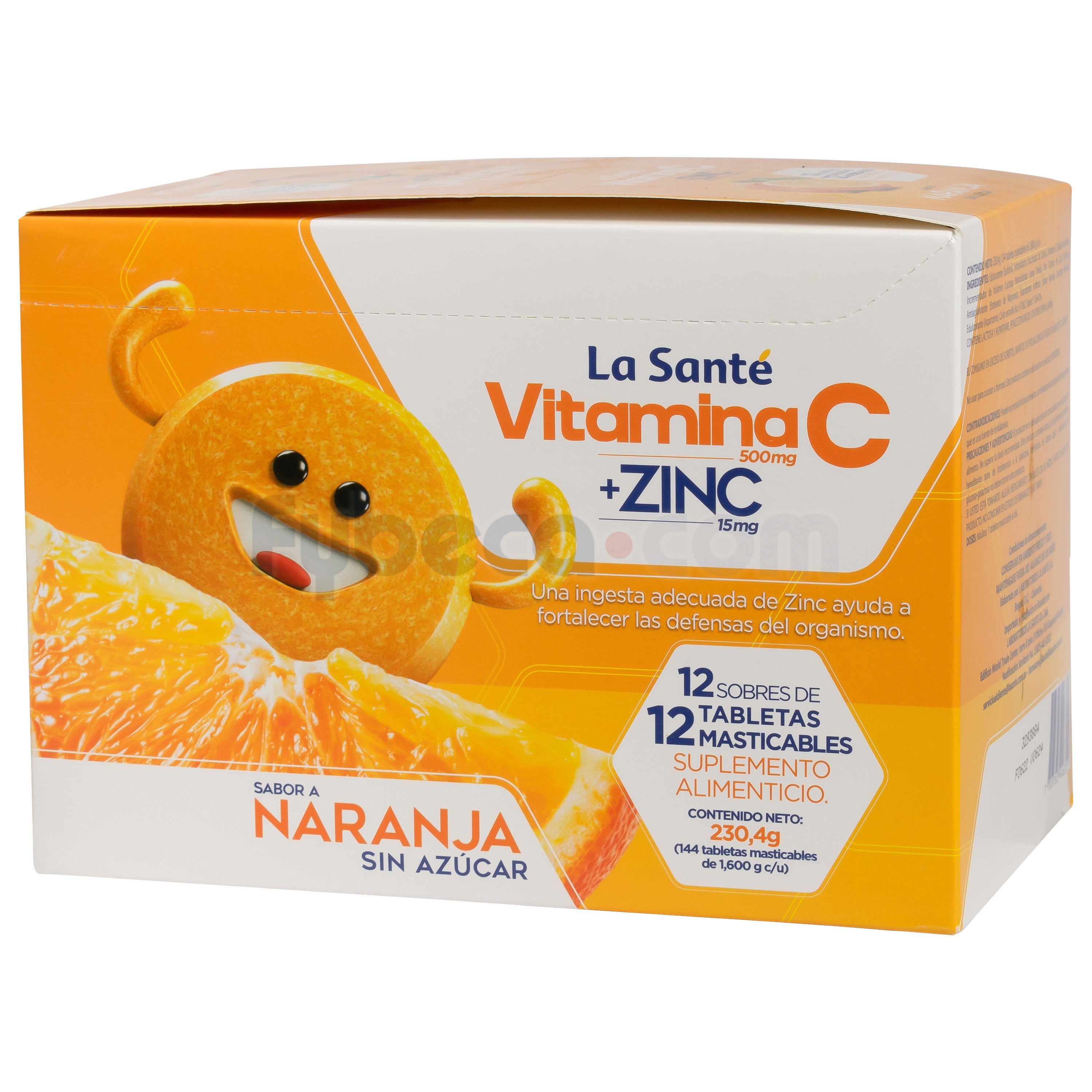 Vitamina C + Zinc 500 Mg / 15 Mg Naranja Sobre | Fybeca