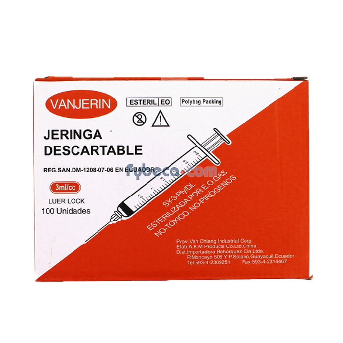 Jeringa Vanjerin 3Cc 23Gr C/100 Suelta | Fybeca