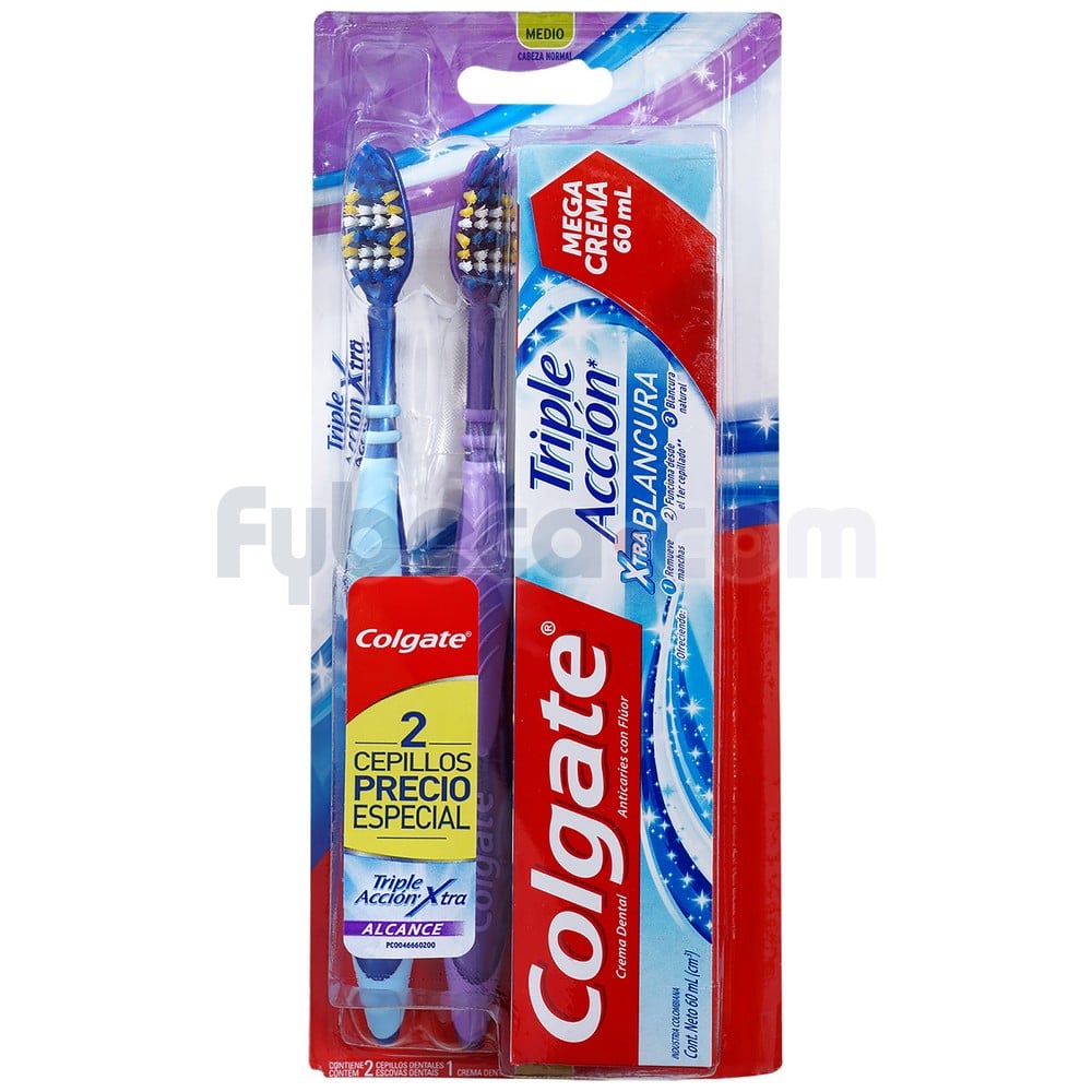 Cepillo Colgate Adultos Triple Accion Xtra 2Cep + 1Pasta | Fybeca