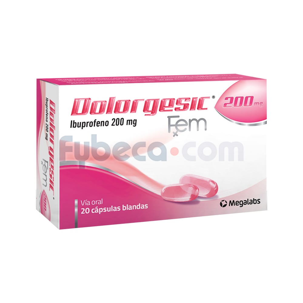 Dolorgesic Fem Capsulas Blandas 200 Mg C/20 Caja | Fybeca