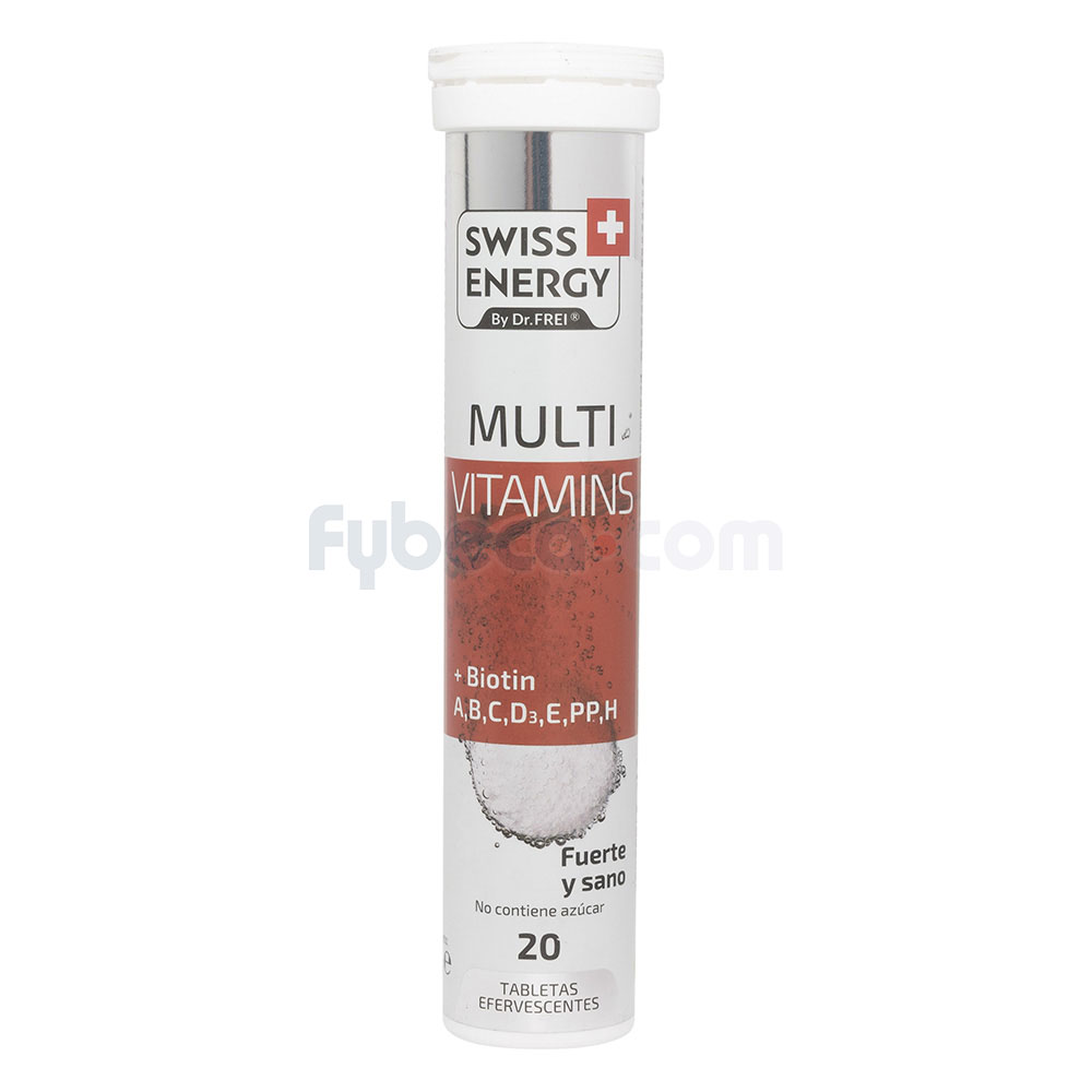 Swiss Energy Multivitaminas-Biotina Tab. Eferv. F/20 Frasco | Fybeca