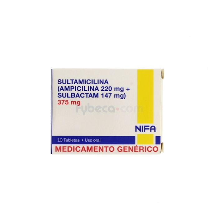 Sultamicilina (Nifa) Tabs. 375 Mg C/10 Suelta | Fybeca