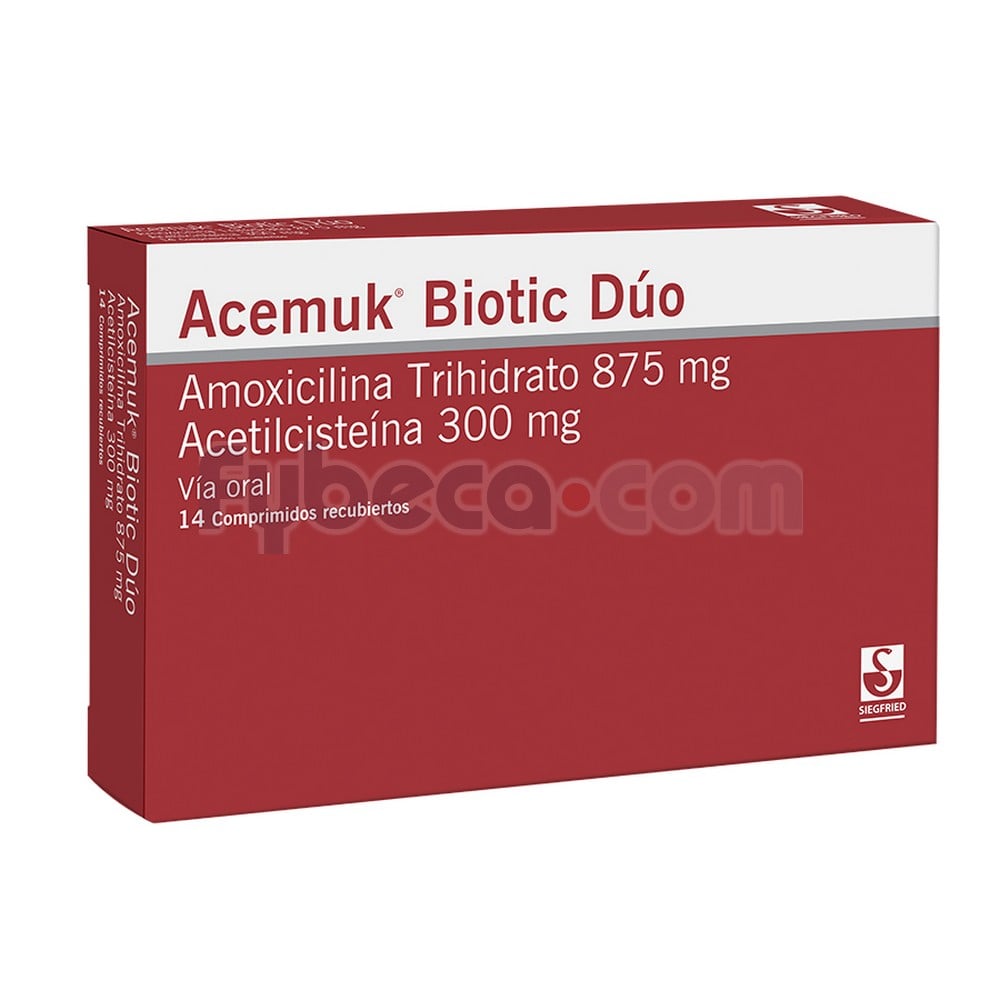 Acemuk Biotic Dúo 875 / 300 Mg Unidad | Fybeca