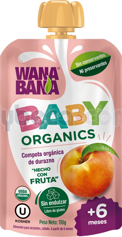 Compota Wanabana Baby Organica Durazno 110 G | Fybeca