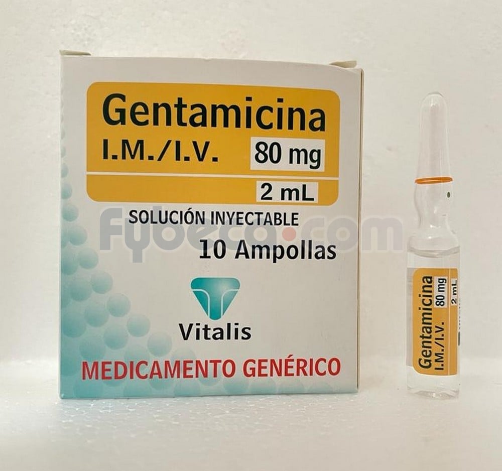 Gentamicina (Vitalis) Amp. 80Mg/2Ml C/10 S | Fybeca