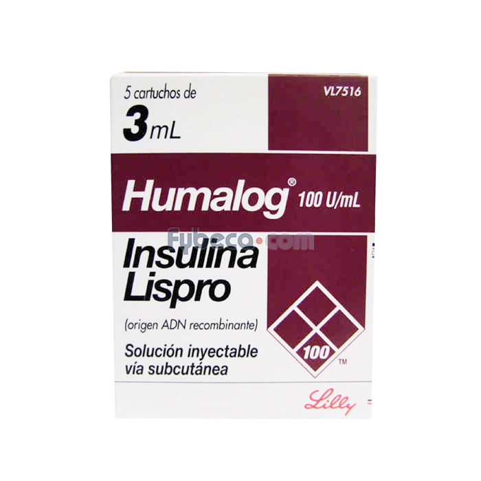 Humalog Sol.Iny. 100 Ui C/5 Cartuchos Suelta-Suelta | Fybeca