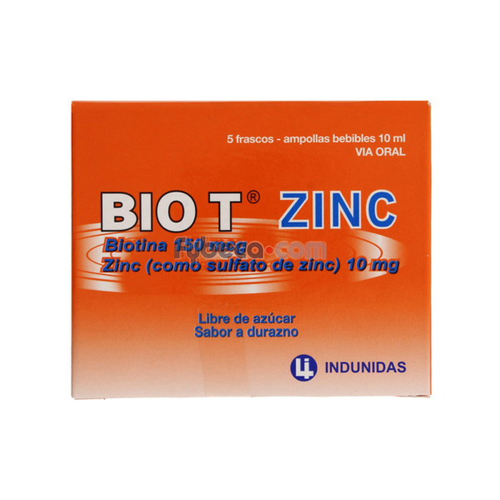 Bio T Zinc Ampollas Bebibles Indunidas Durazno 150 Mcg / 10 Mg 10 Ml ...