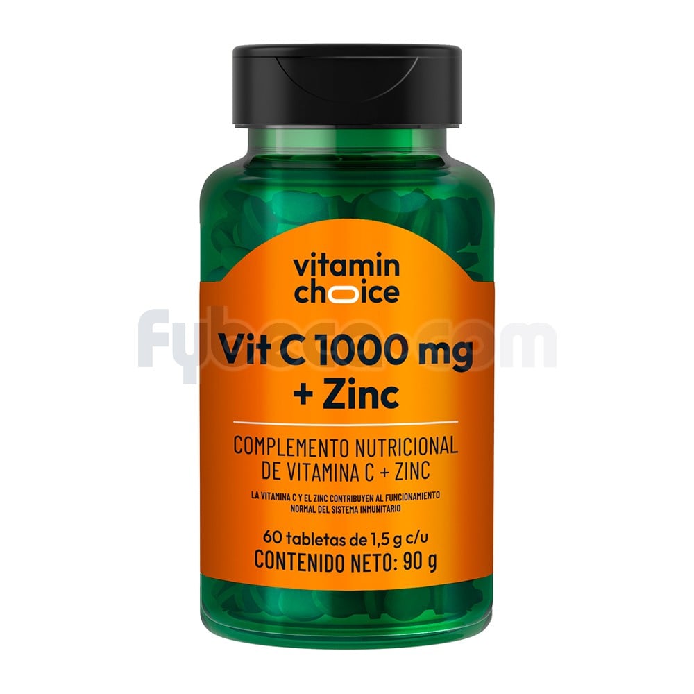 Vitamina C + Zinc 1000 - Fortalece sistema inmune - Fybeca