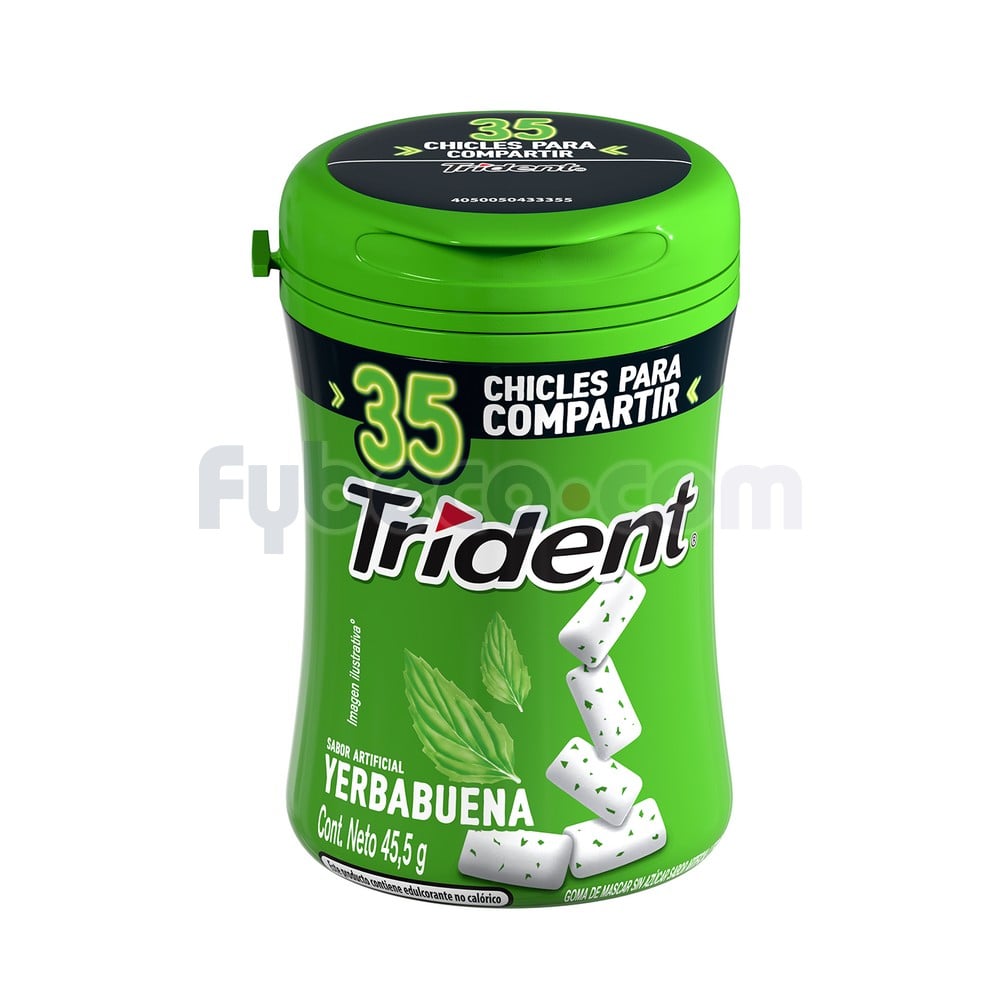 Chicle Trident Botella Yerbabuena 45,5G - | Fybeca