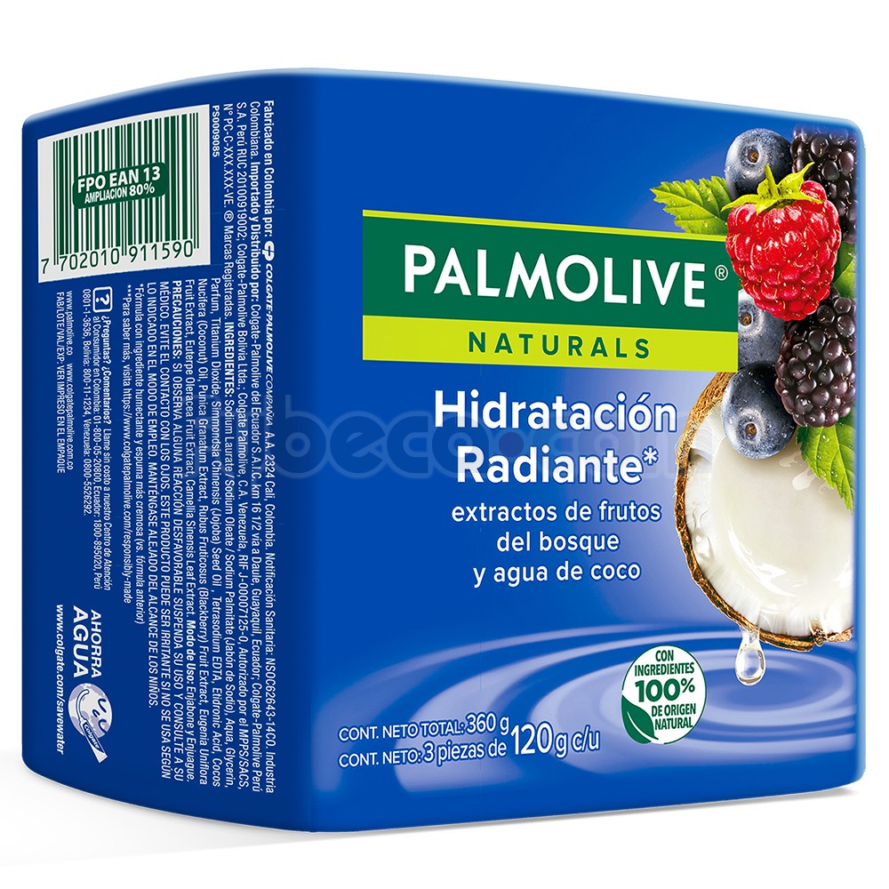 Jabón Palmolive Frutos Bosque Y Agua Coco 120 G Paquete | Fybeca