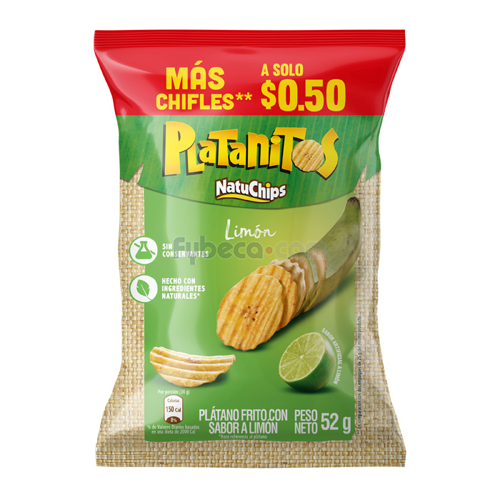 Snack De Patacones Platanitos De Natuchips Limón 52 G Unidad | Fybeca