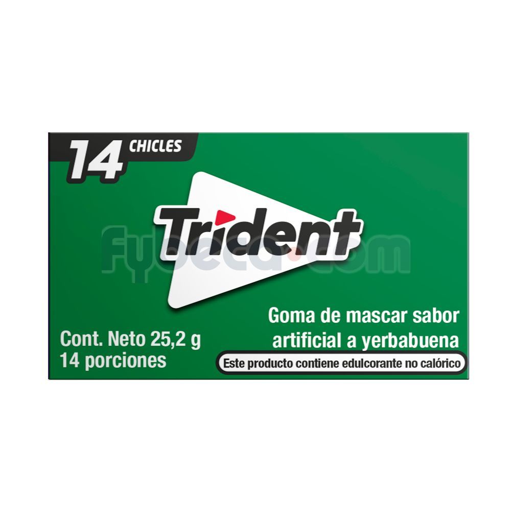 Chicle Trident Yerbabuena 25.2G Unidad | Fybeca