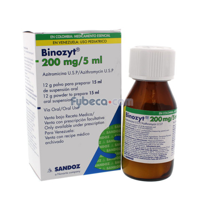 Binozyt Azitromicina Suspensión 200 Mg / 5 Ml 15 Ml en Frasco | Fybeca