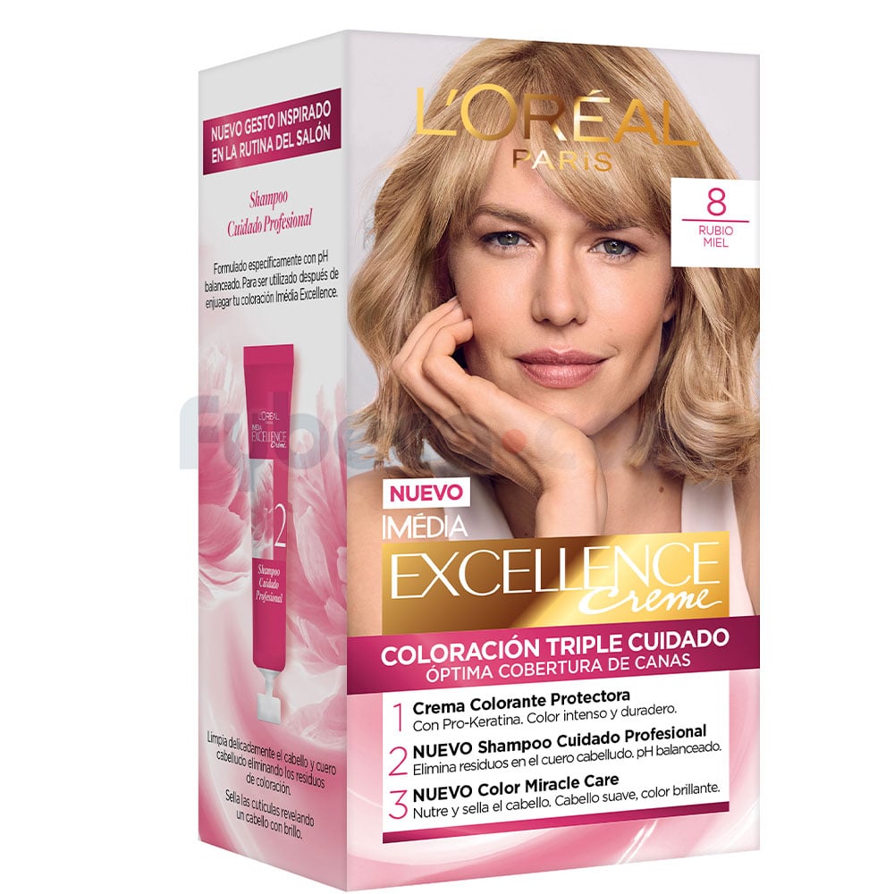 Tinte Excellence Crème L'Oréal Paris 8 Rubio Miel - Fybeca