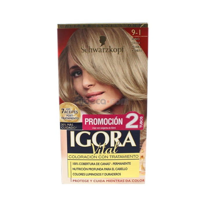 Tinte para cabello rubio extra claro cenizo 9.1 - Fybeca