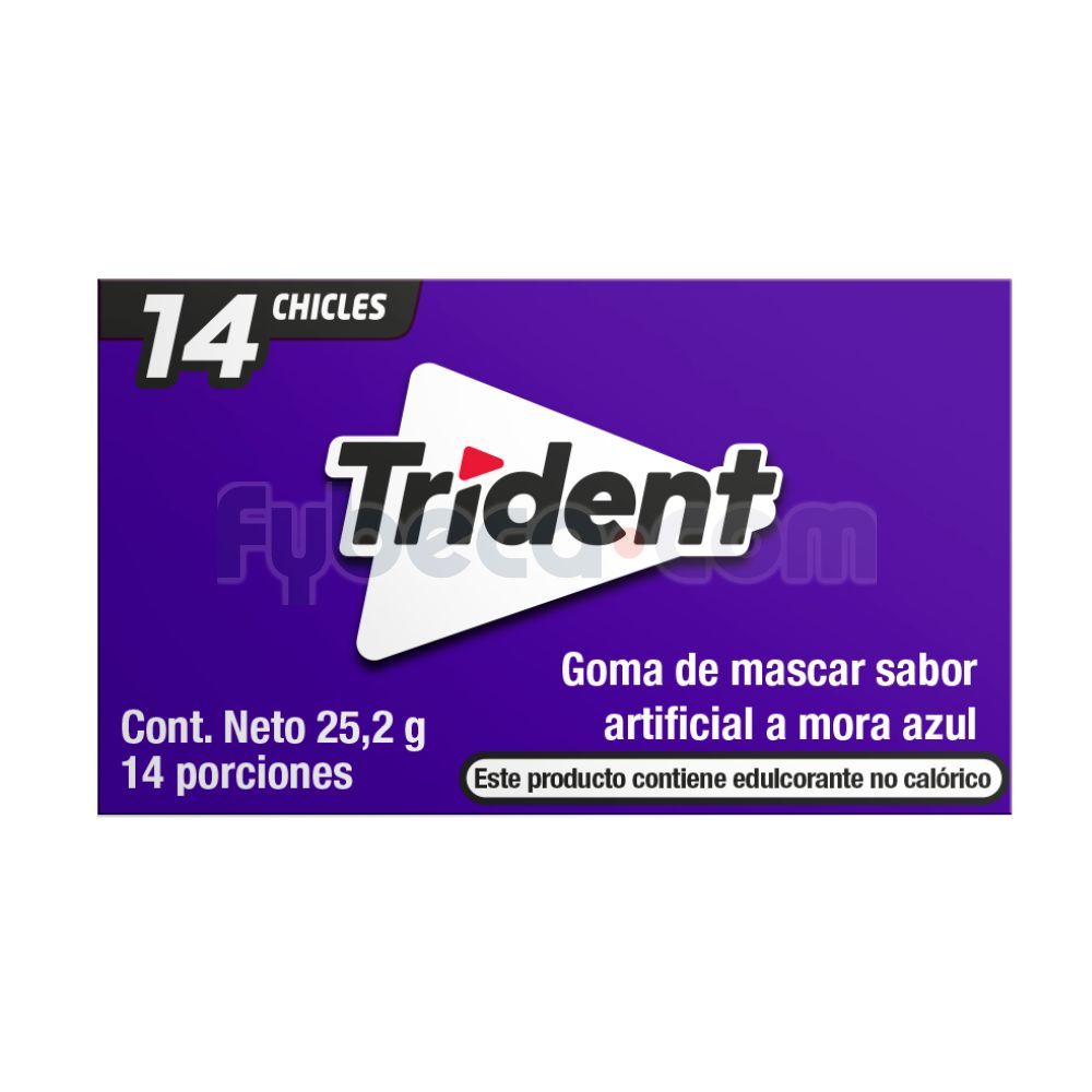 Chicle Trident Mora Azul 25.2G Unidad | Fybeca