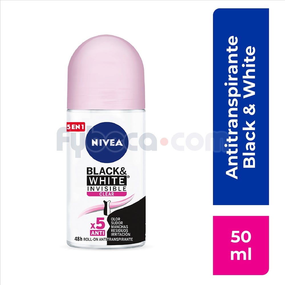 Desod Roll On Nivea Mujer B&W Clear Inv. 50Ml | Fybeca