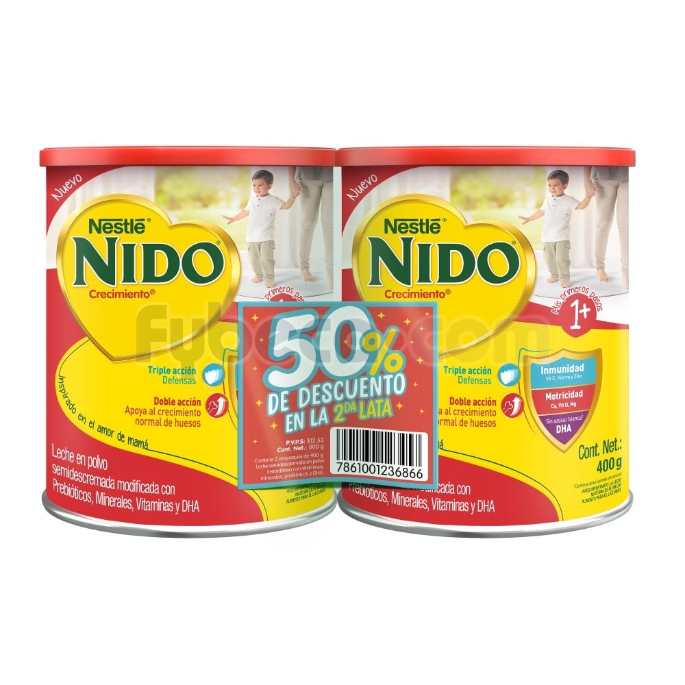 Nido 1+ Creci Prebio 1 2Da Mitad De Precio (2X400G) Ec | Fybeca