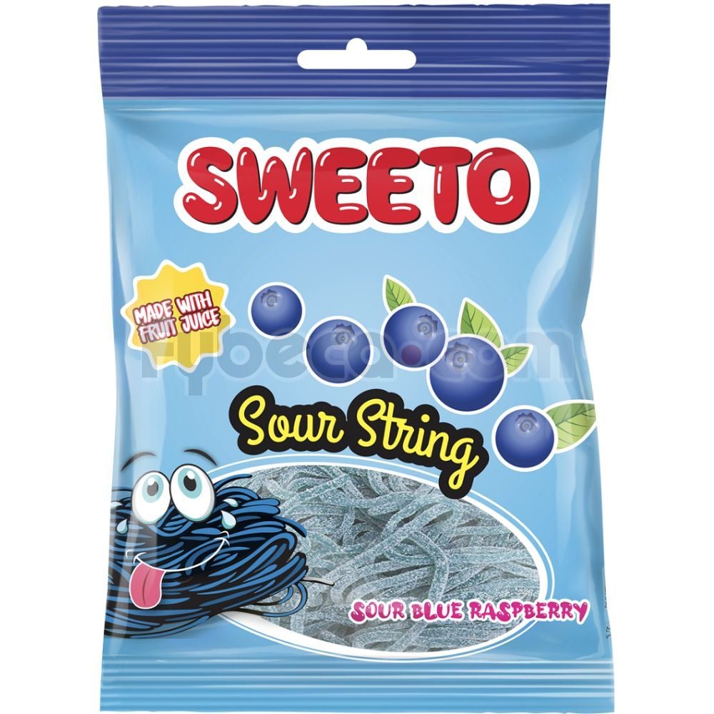 GOMITAS SWEETO TIRAS ACIDAS MORA AZUL 80 G