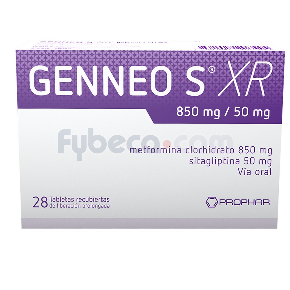 Genneo S Xr Tabs Rec 850Mg/50Mg C/28 Suelta | Fybeca