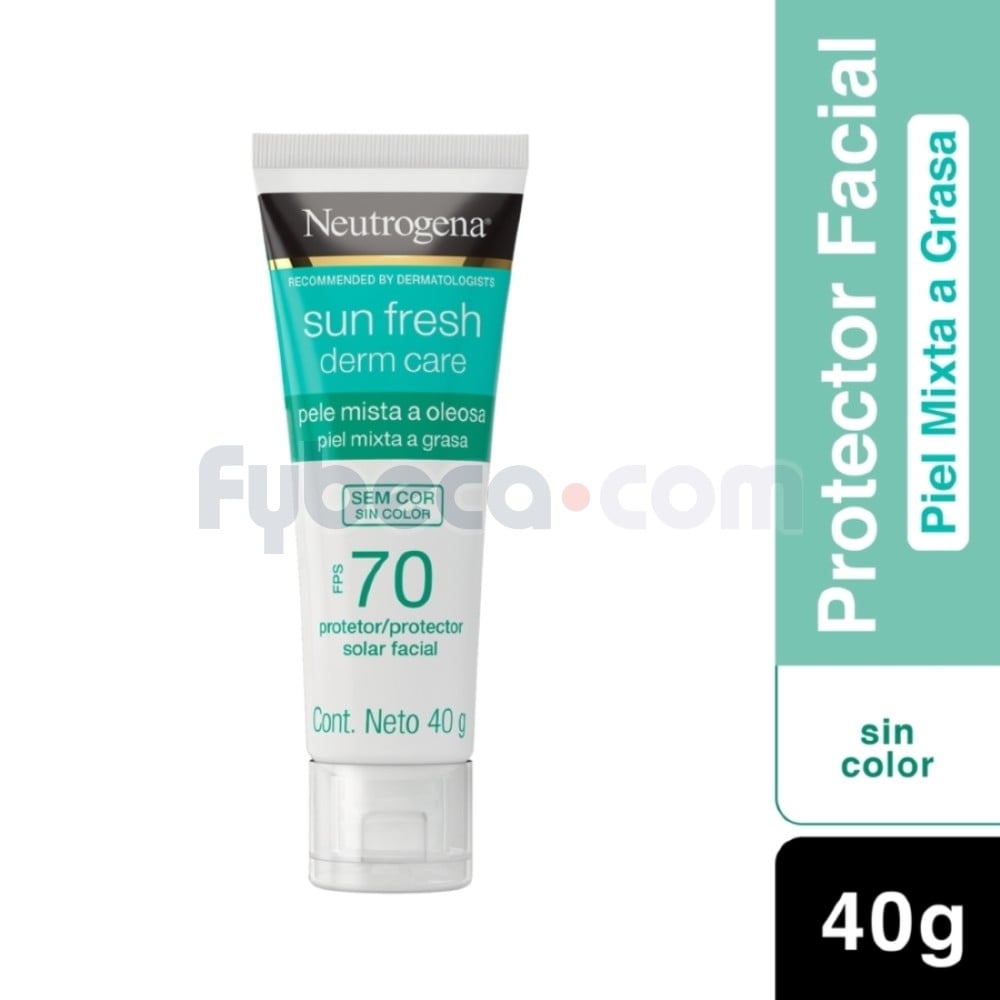 Protector Solar Facial Neutrogena Sun fresh Derm care Sin color FPS 70 ...