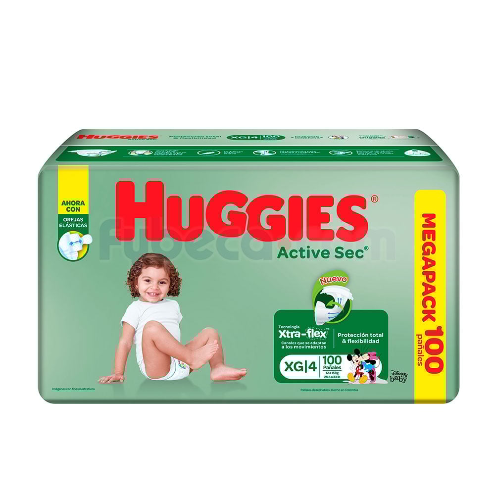 Pañales Huggies Active Sec Xtra - Flex Megapack Xg Paquete | Fybeca