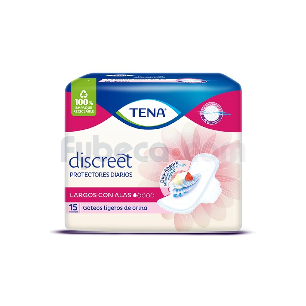 Protectores Tena Mujer Discreet Largos X15 | Fybeca