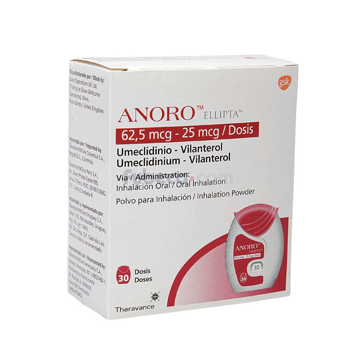 Inhalador Anoro Ellipta 62.5 - 25 Mcg Frasco | Fybeca