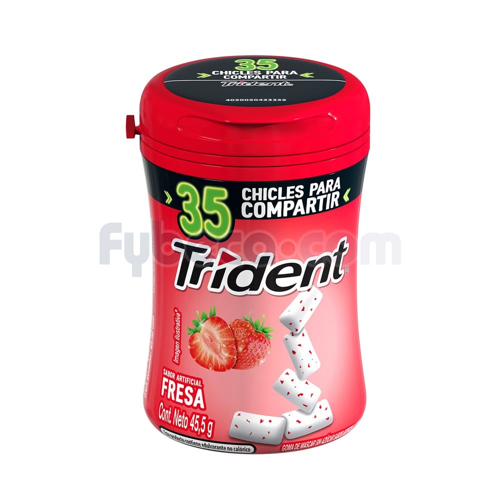 Chicle Trident Botella Fresa 45,5G - | Fybeca