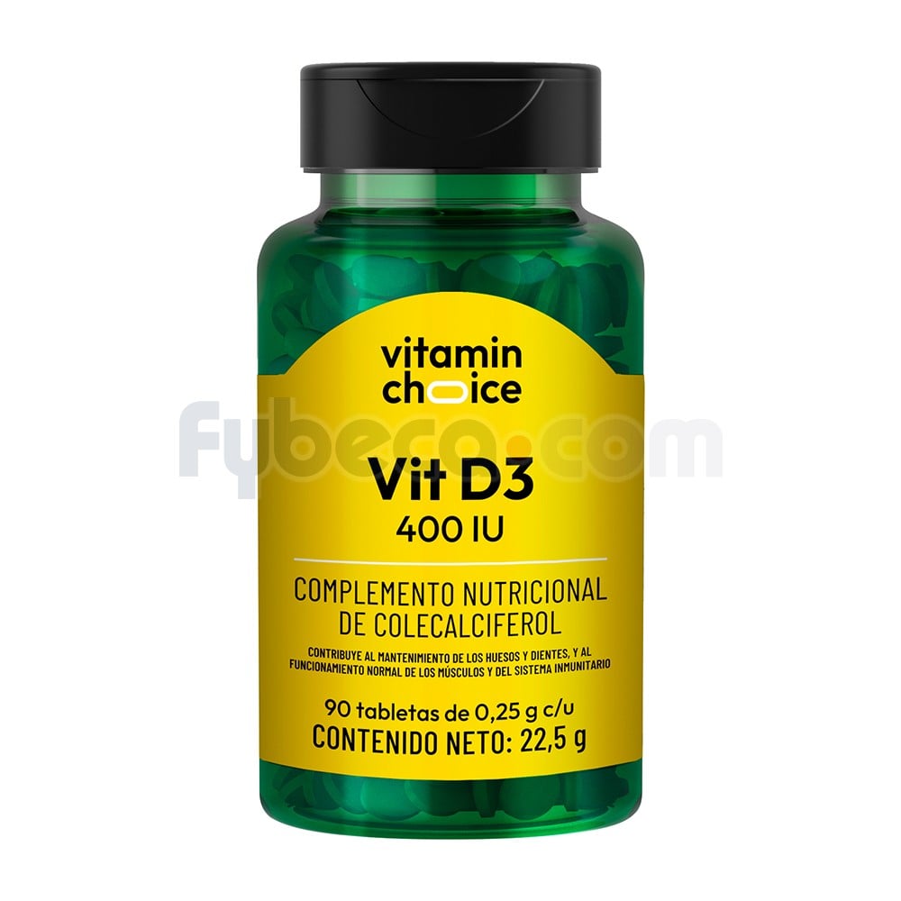 Vitamina D3 400 Iu 90 Tabletas Frasco Unidad | Fybeca