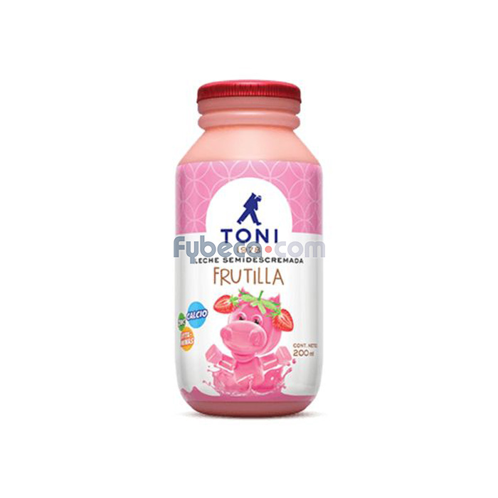Leche Toni Semidescremada Frutilla 200 Ml Botella | Fybeca