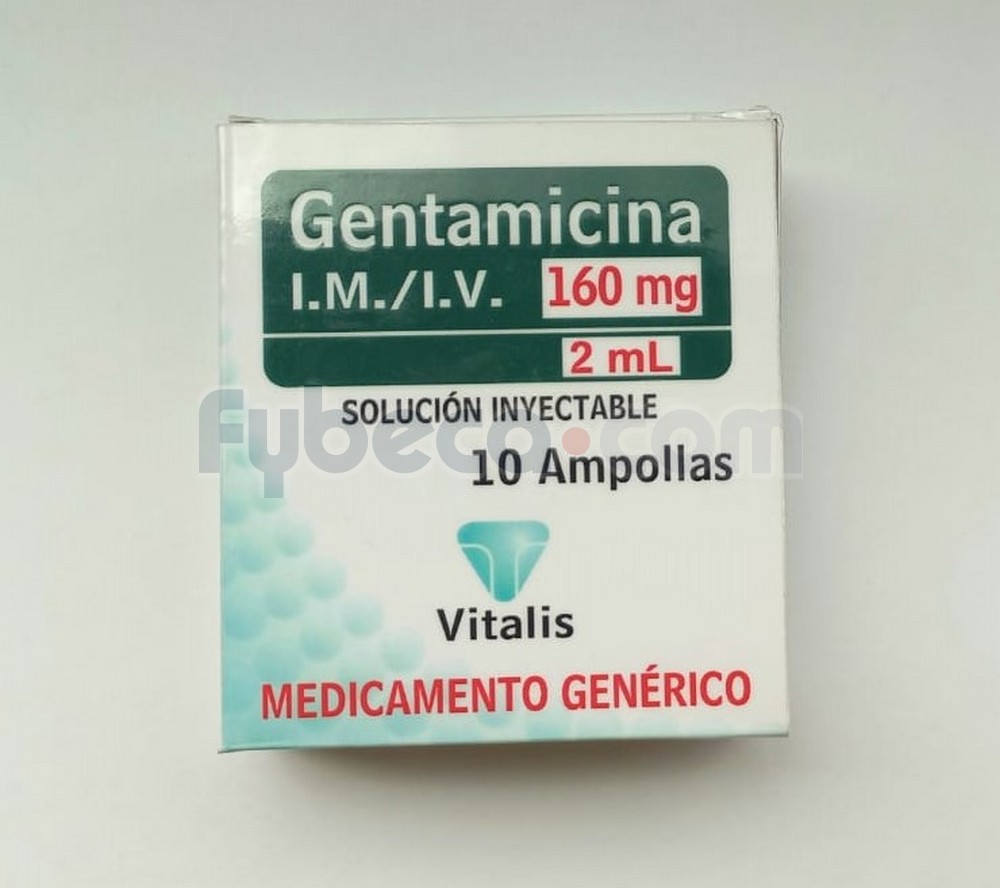 Gentamicina (Vitalis) Amp 160Mg/2Ml C/10 S. | Fybeca