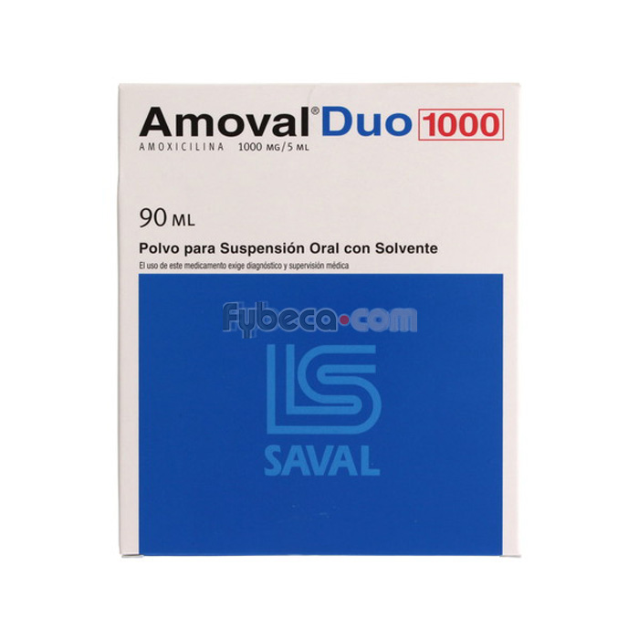 Amoval Duo Susp. 1000 Mg F/90 Ml | Fybeca